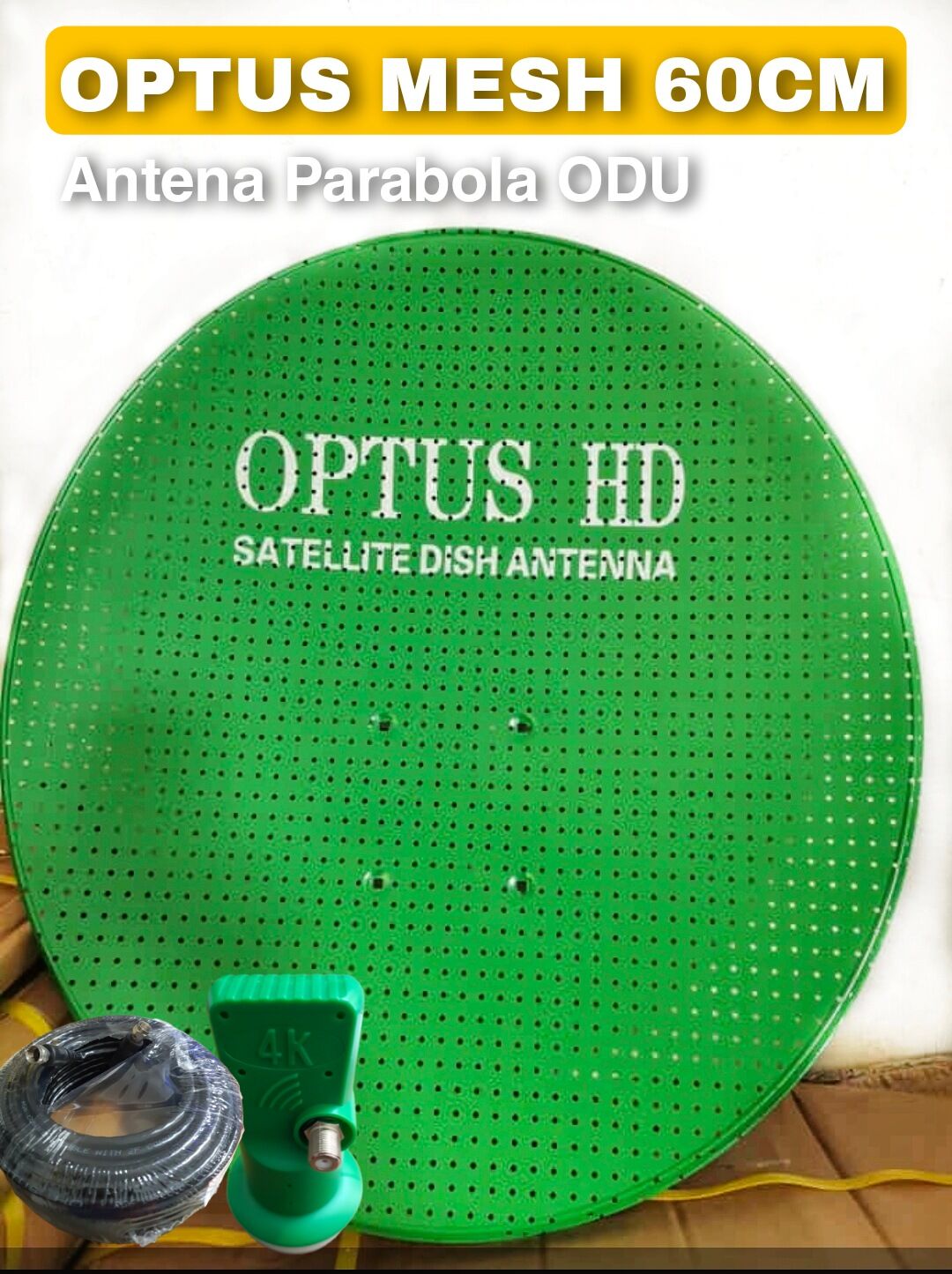 Antena parabola ODU mesh lobang hijau OPTUS 60 CM + lnb & kabel ...