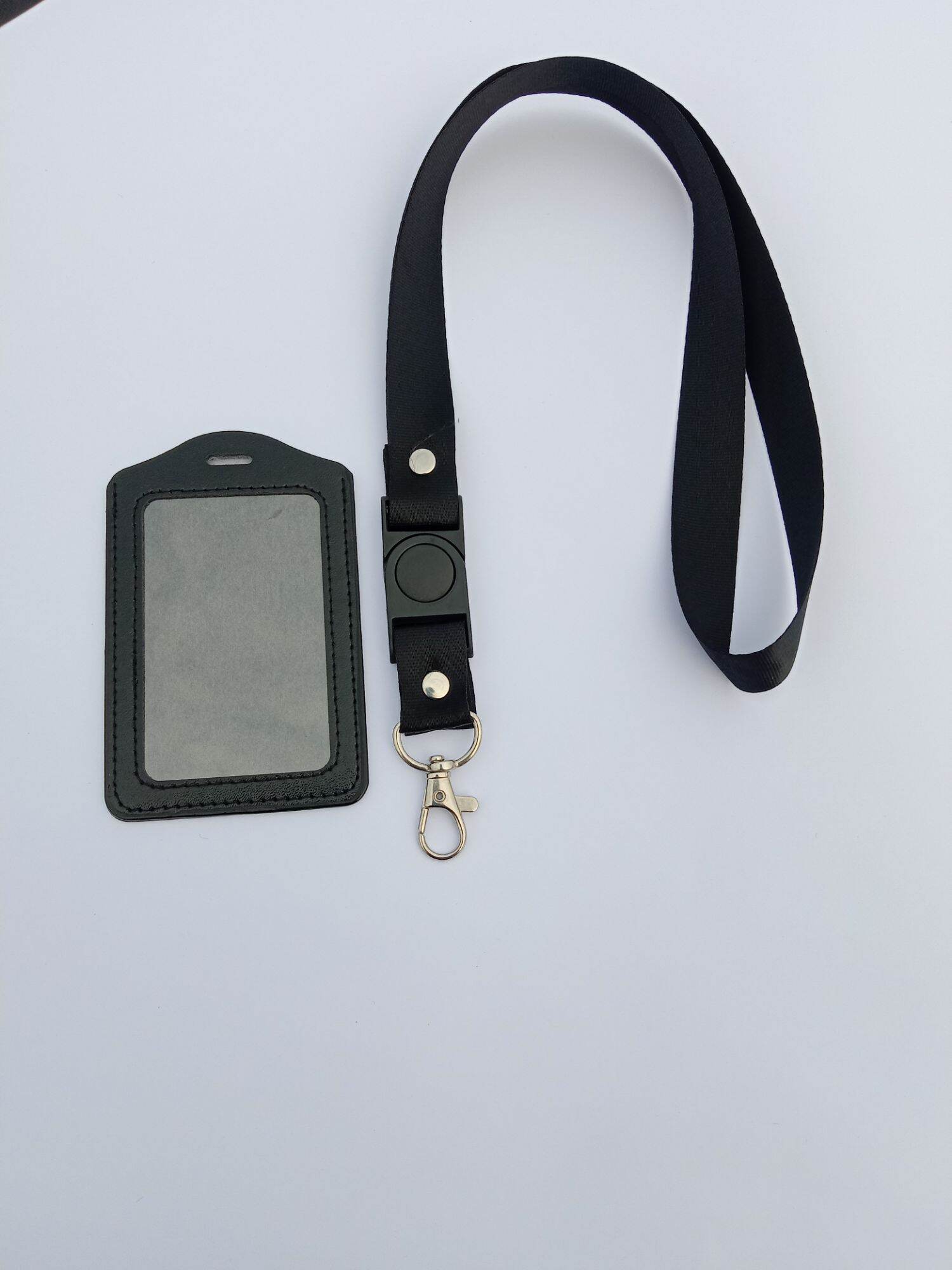 Tali Lanyard Hitam Polos 1,5 cm Free Karet Ring dan Strap Tali ...