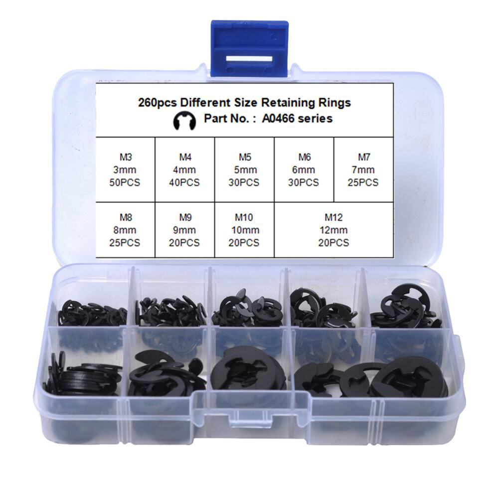 Carbon Spring Steel E-clip Snap Ring Assortment Circlip Retaining Ring ...