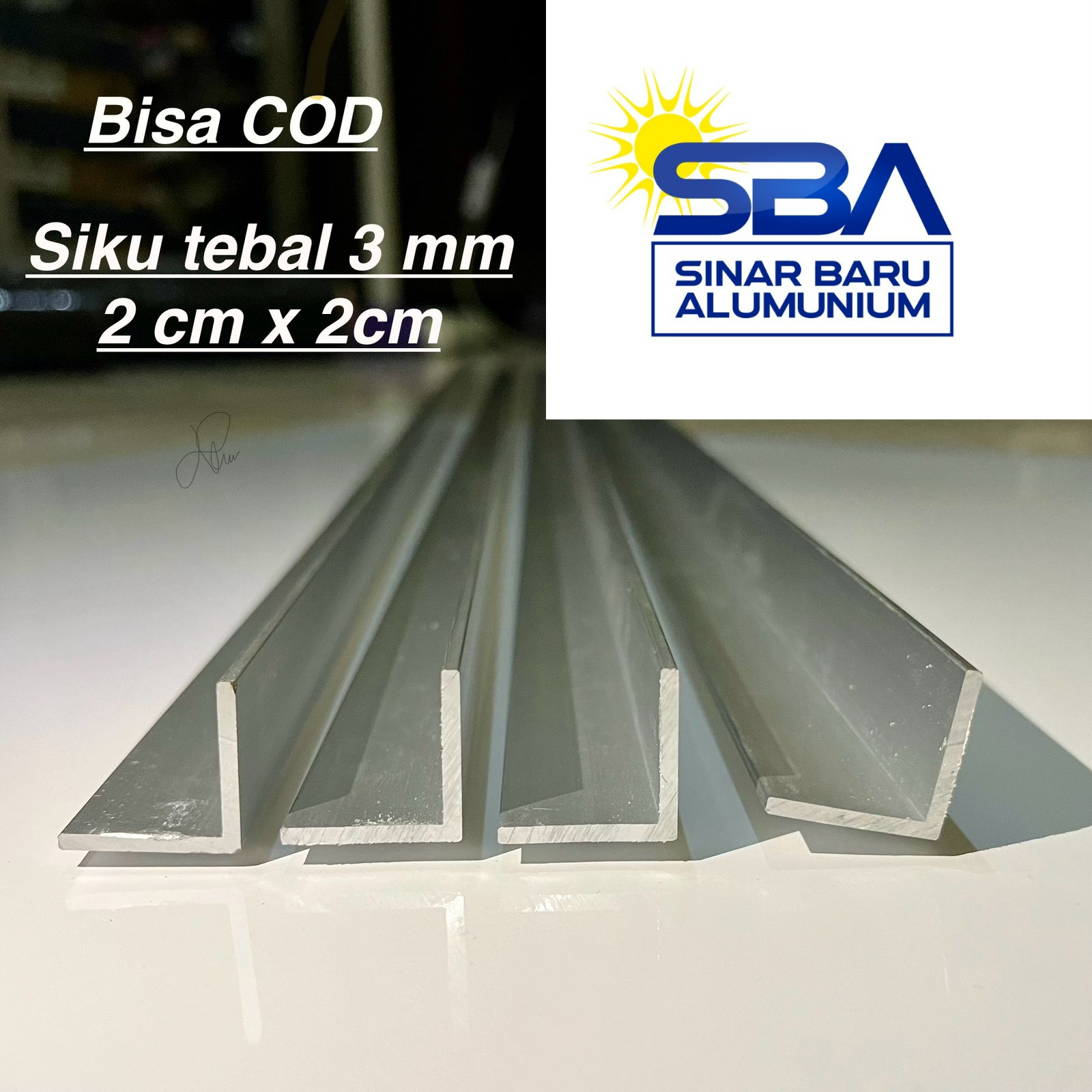 LIS SIKU ALUMUNIUM UKURAN 2CM X 2CM TEBEL 3 MM PANJANG 99,5 | Lazada ...