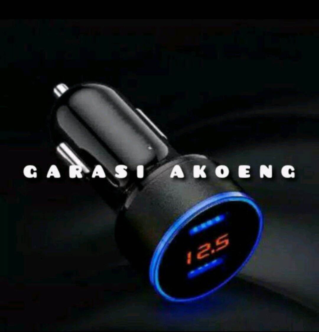 Charger Volmeter Fast Charging Mobil 2 Port USB Socket Lighter Rokok ...