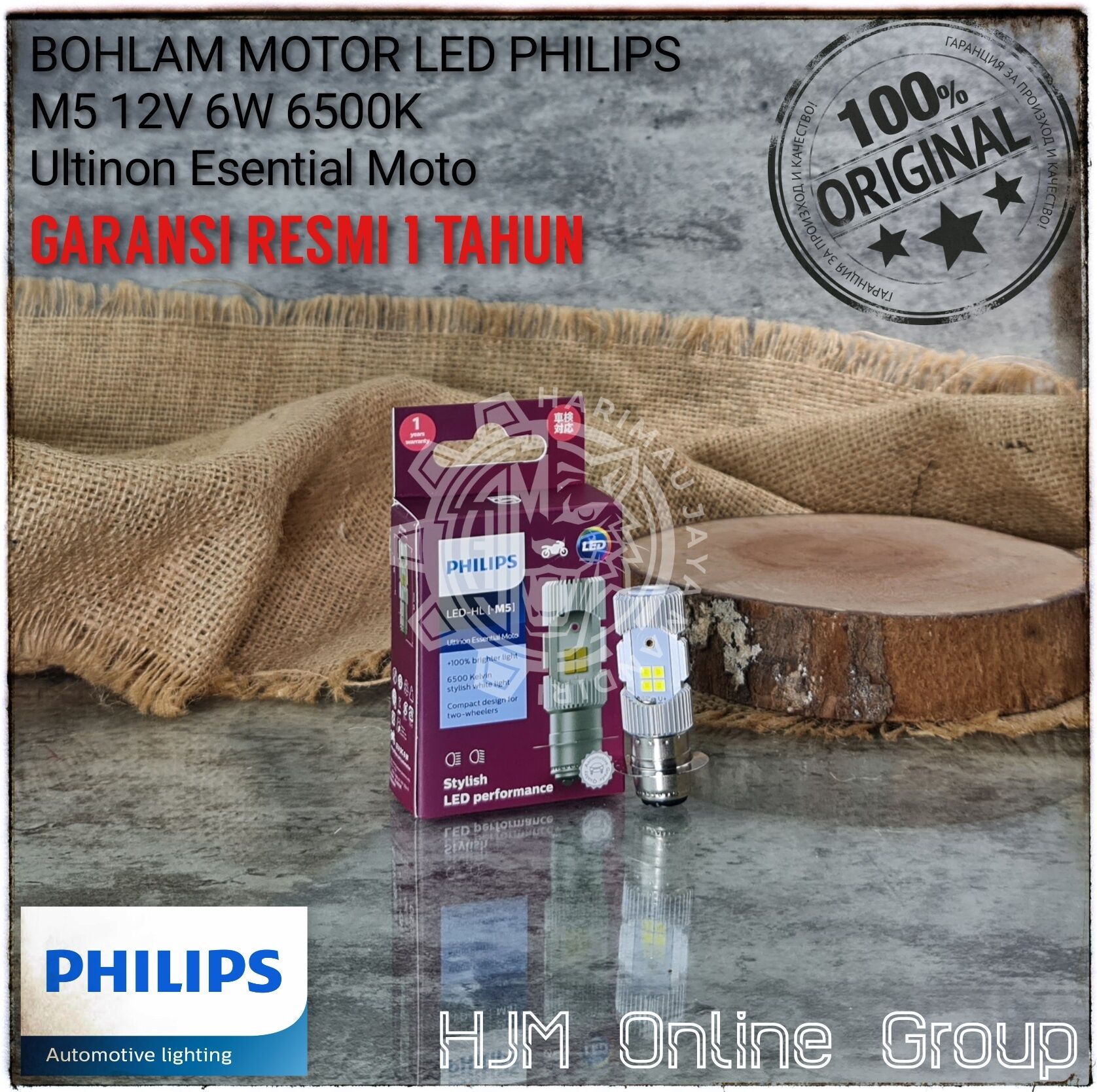 BOHLAM LAMPU DEPAN MOTOR LED M5 H6 12V KAKI 1 PUTIH PHILIPS ORIGINAL ...
