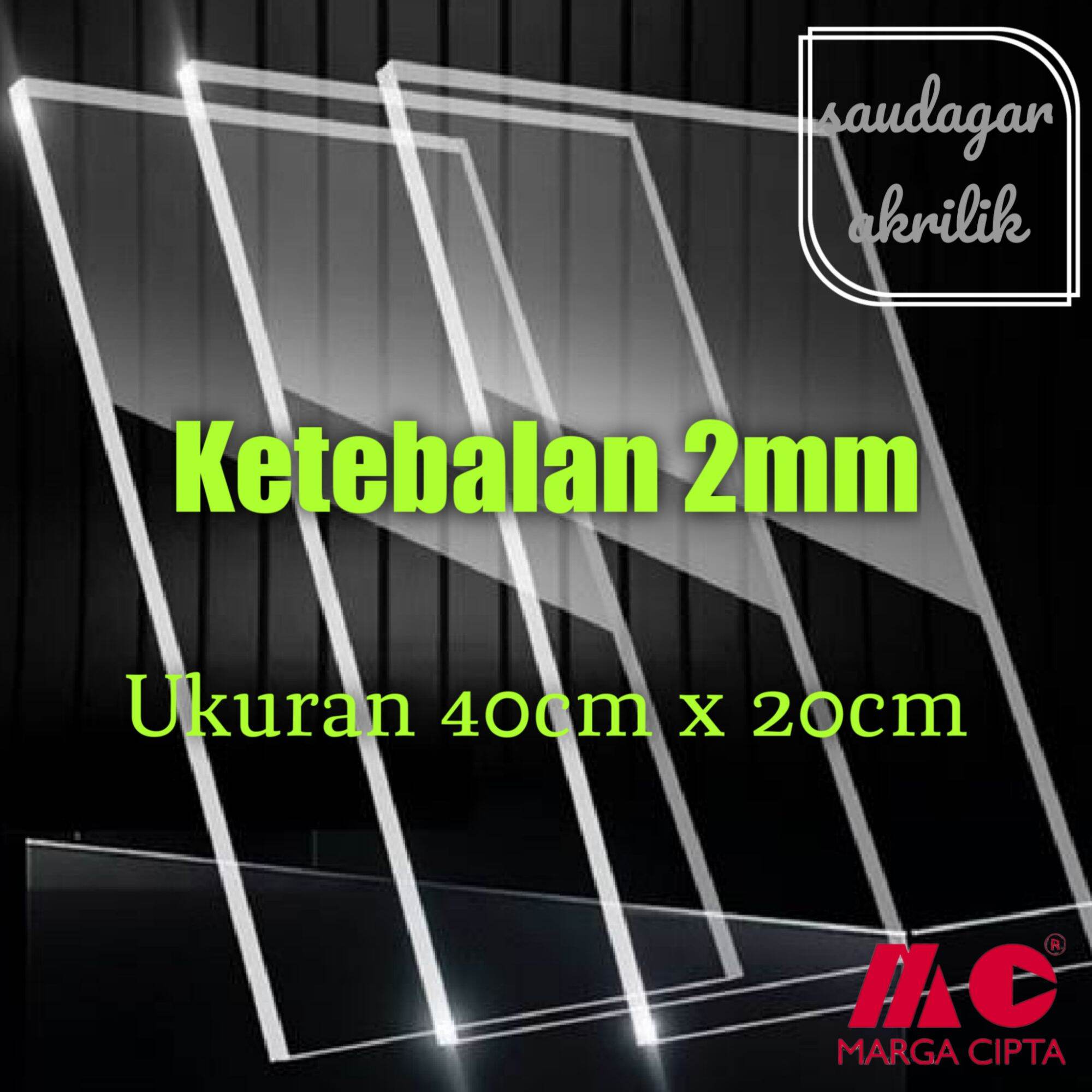 akrilik bening 2mm ukuran 40cm x 20cm marga cipta | Lazada Indonesia