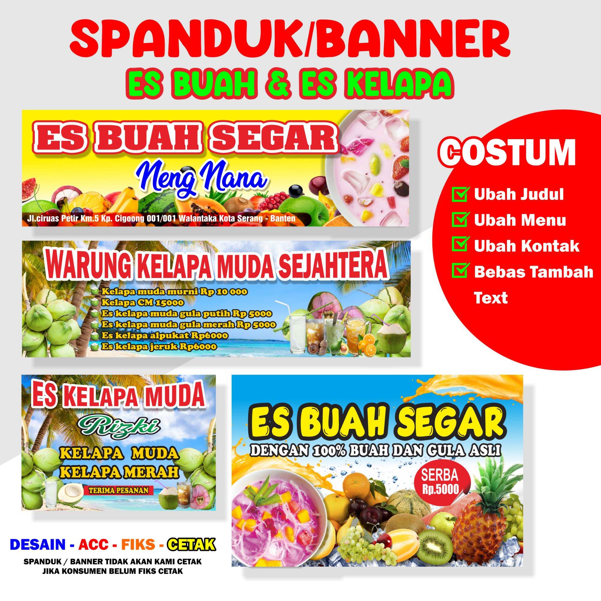 Spanduk Banner es buah, spanduk sop buah, spanduk es kelapa, minuman ...