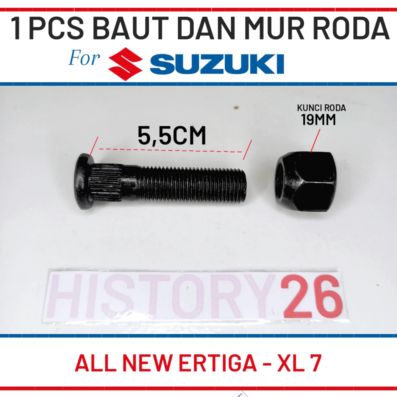 BAUT RODA SUZUKI ERTIGA PANJANG 5,5 CM KUNCI RODA 19MM - BAUT RODA ...