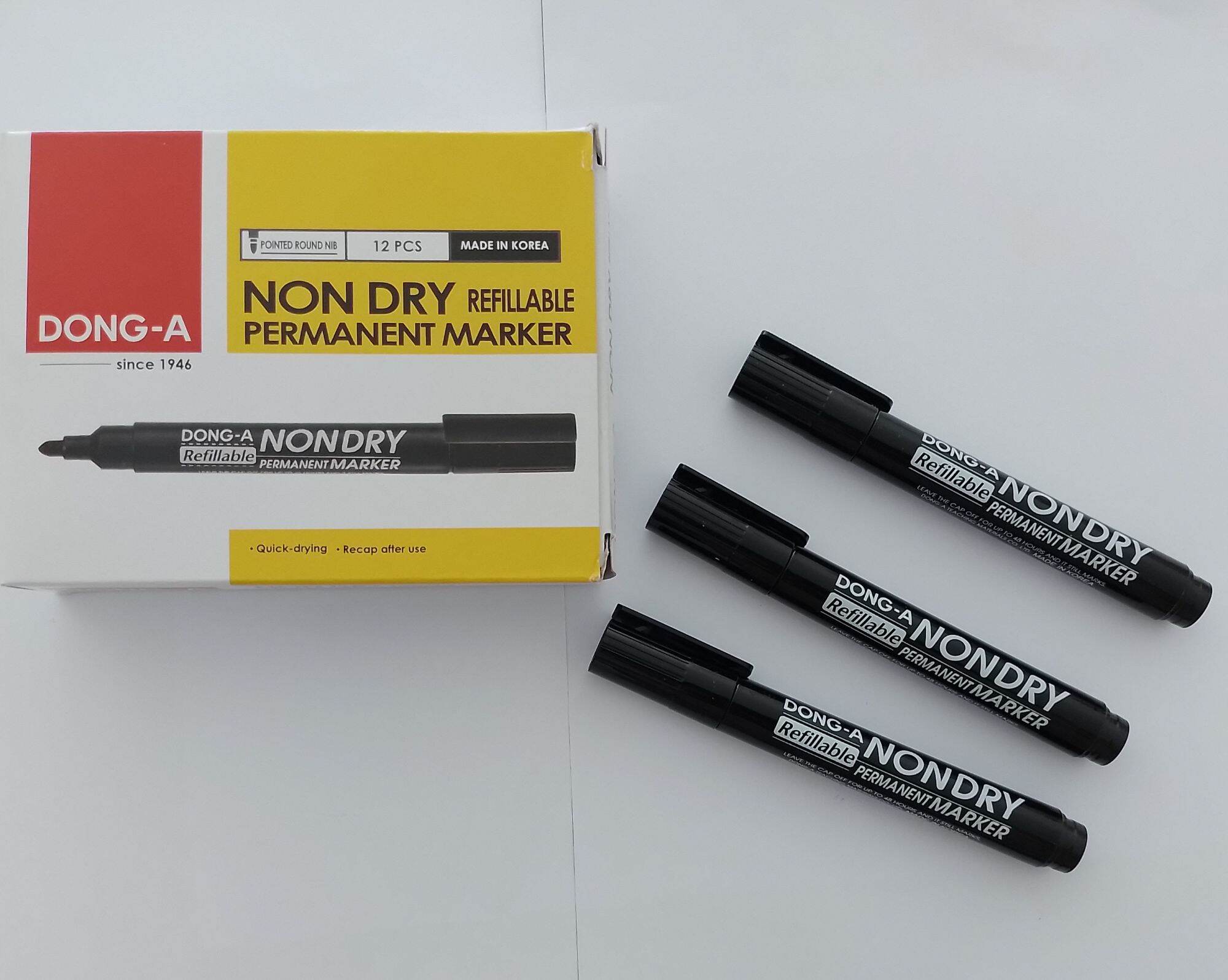 Spidol Non dry Refillable Permanent Marker (12Pcs) | Lazada Indonesia