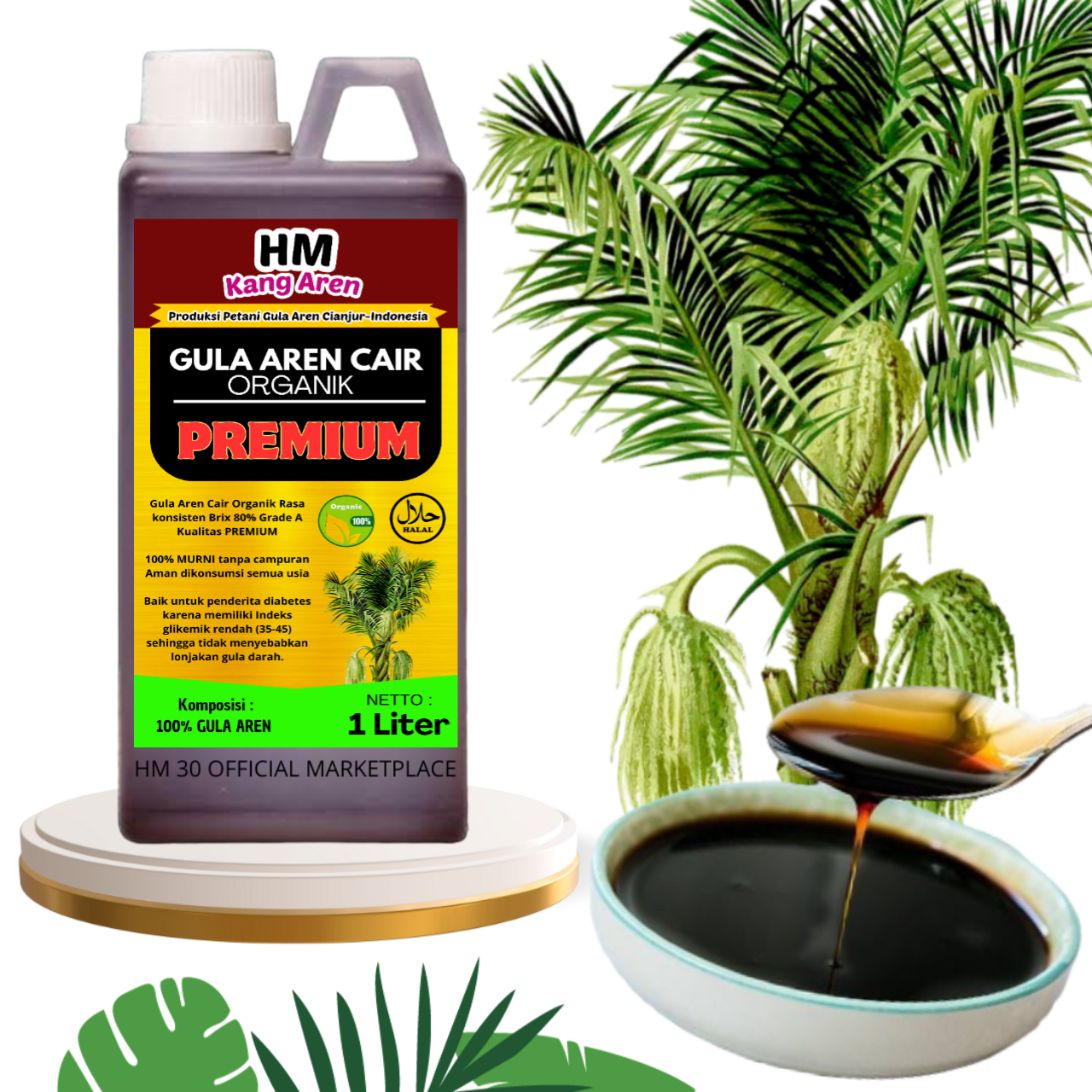 Gula Aren Cair Premium Organik 1 Liter Asli Murni Sugar cair Liquid ...