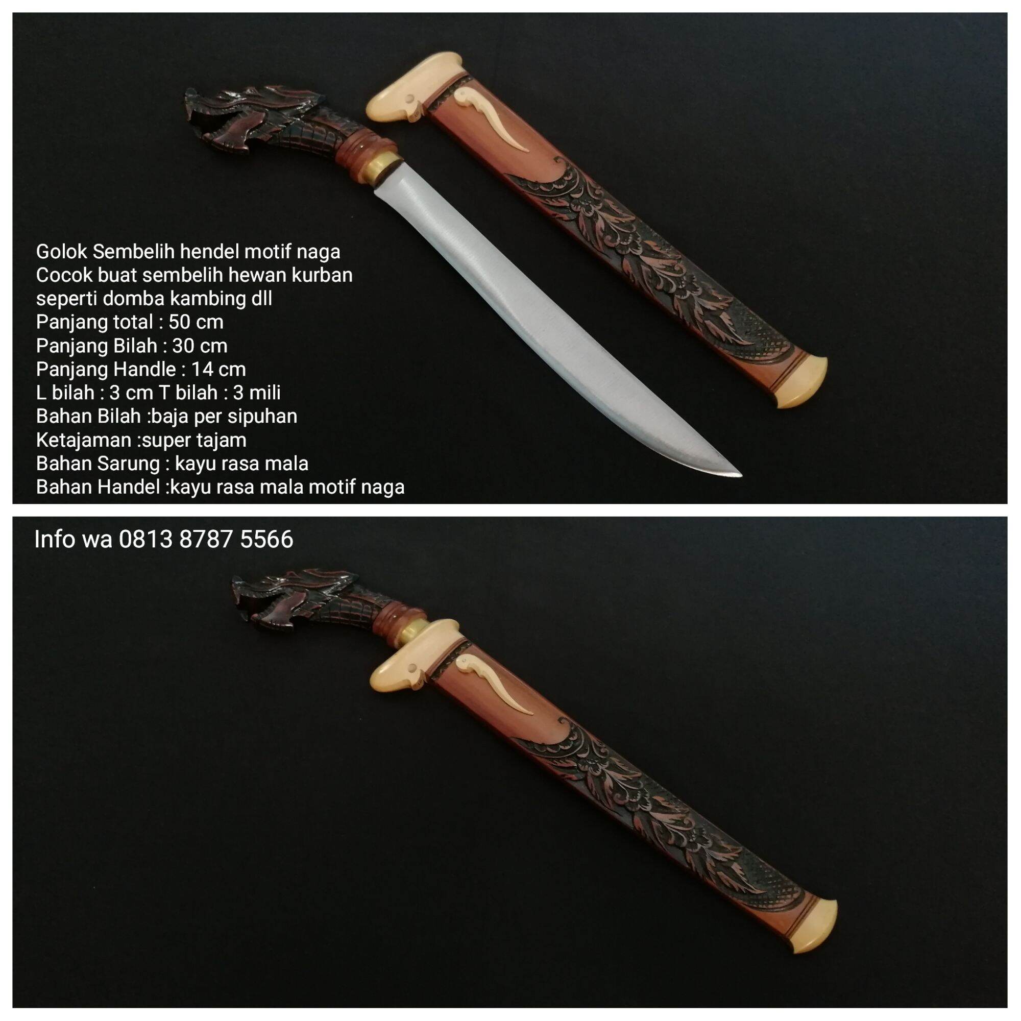 Golok sembelih baja per 30 cm motif ukiran naga | Lazada Indonesia