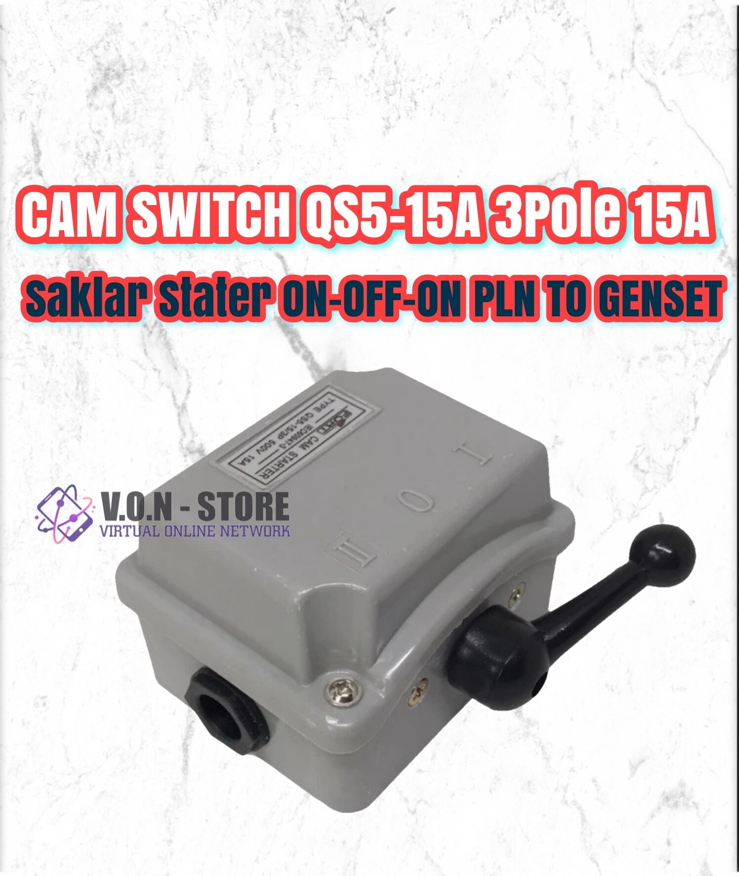 OHM SAKLAR / CAM STARTER 3pole 15 Ampere 3 phase ON / OFF / ON QS5-15A ...