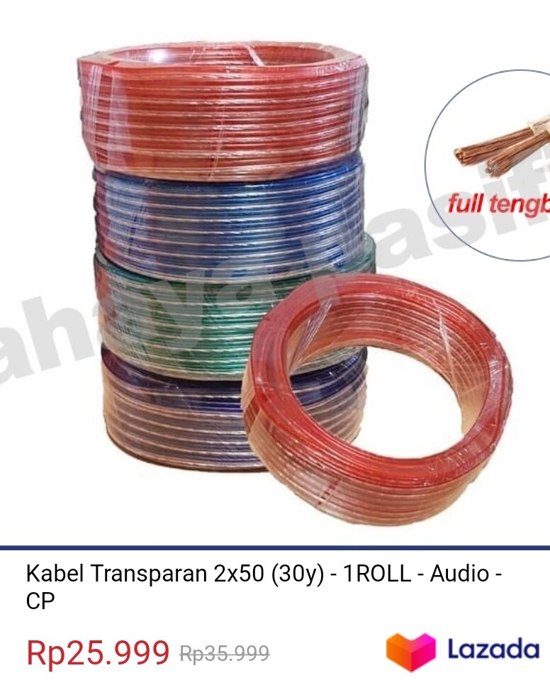kabel serabut 2x50 tranparan kabel listrik dan kabel salon harga per ...