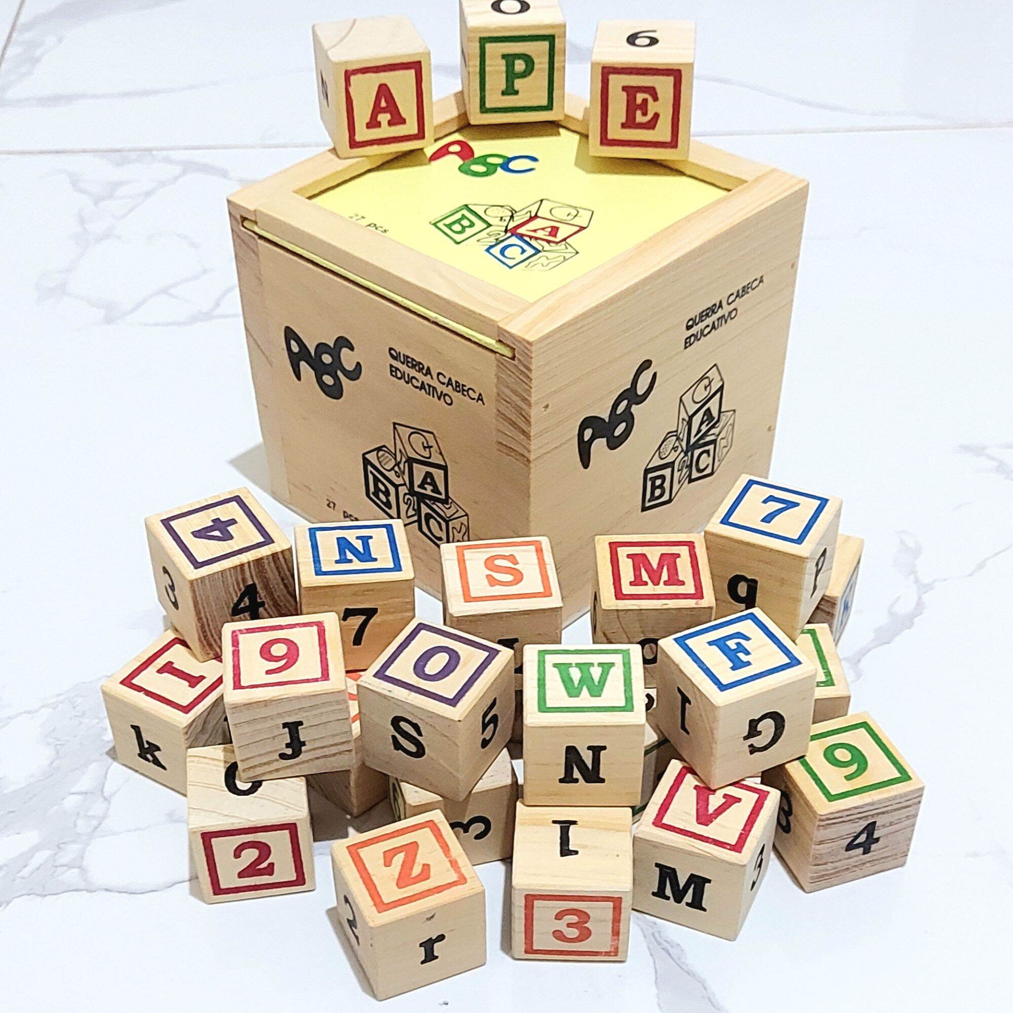 Mainan edukasi kayu ABC Wood blocks 27pcs edukatif anak kubus abjad ...