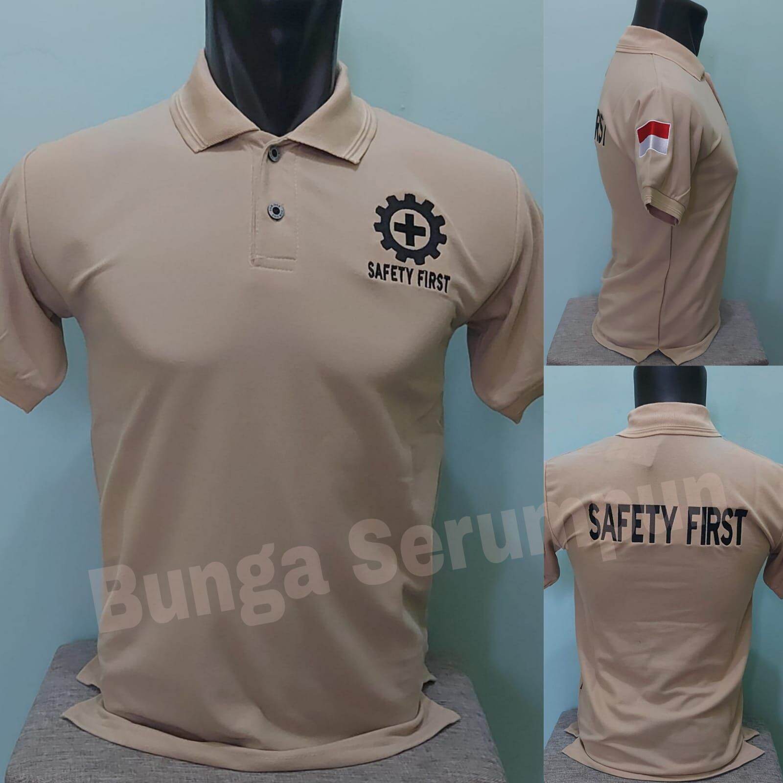 KAOS SAFETY FIRST KREM - KAOS KERAH SAFETY FIRST KREM FULL BORDIR ...