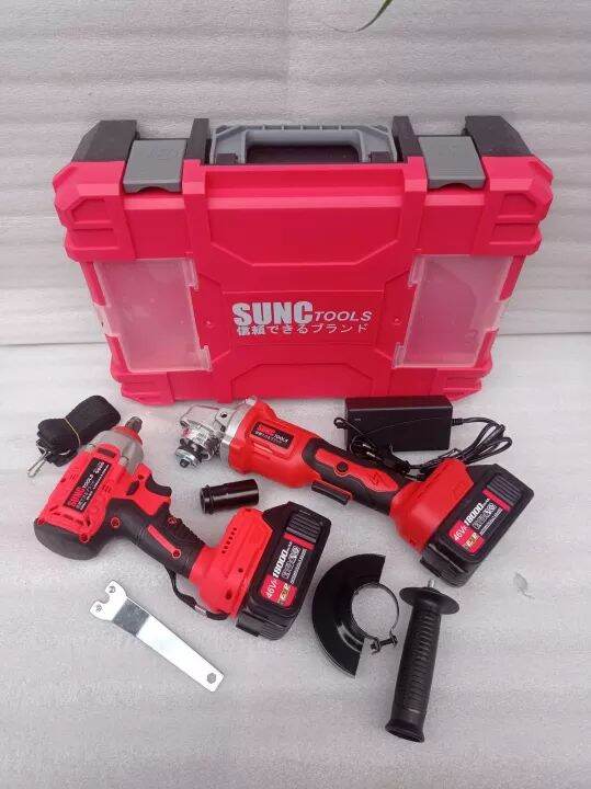 Mesin gerinda + bor cordless impact SUNC 42vf brushless angle grinder ...