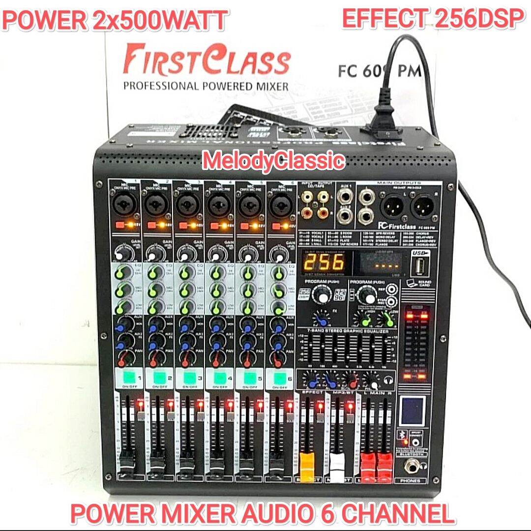 Power Mixer Audio Firstclass FC 609 FM Bluetooth 6Ch 2x500Watt 256DSP | Lazada Indonesia