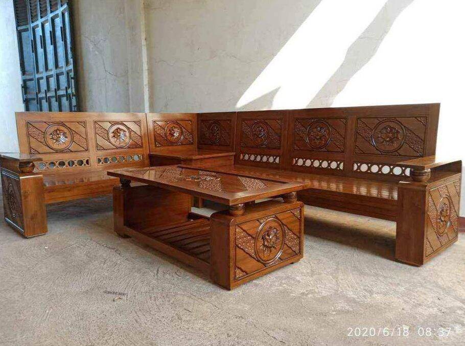 Kursi Jati Ruang Sudut Pojok Tamu Ukiran Jepara Cat Natura Bentuk L 100 ...