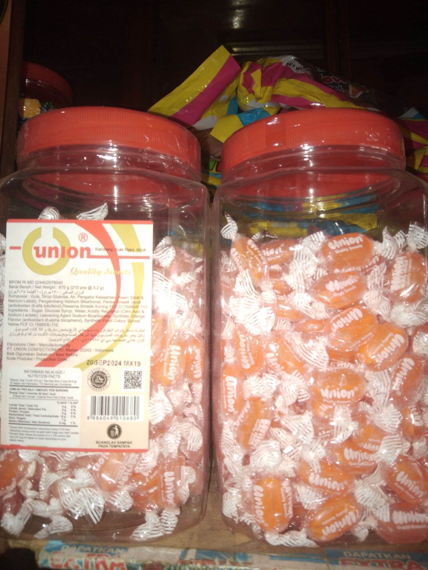 permen union kembang gula rasa jeruk 1 toples isi 210 pcs | Lazada ...
