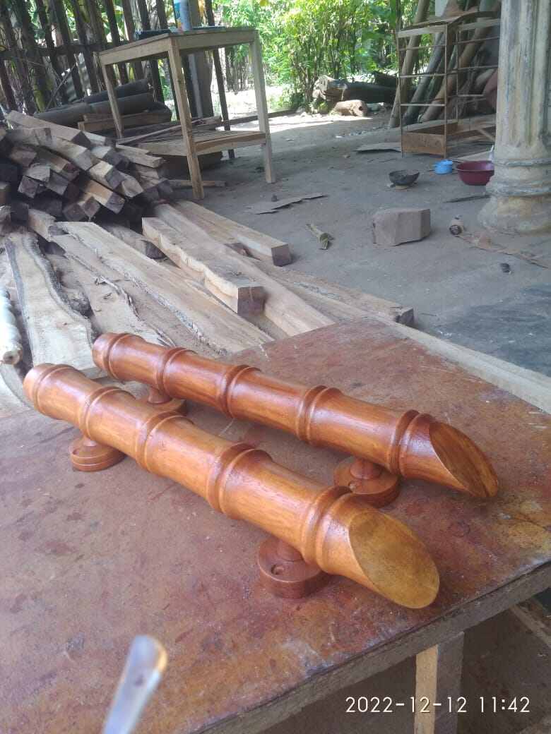 heandle pintu motif bambu bahan kayu jati. pegangan pintu, gagang pintu ...
