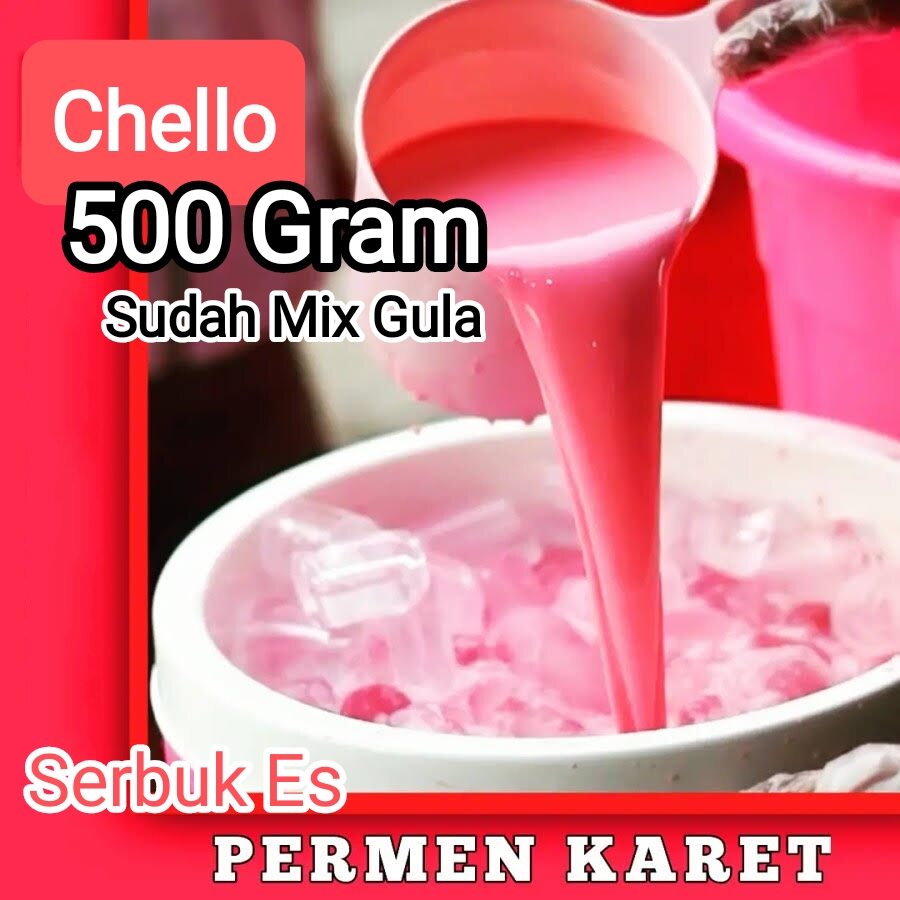 Chello Serbuk Minuman Rasa Permen karet viral pink 500gram sudah mix ...