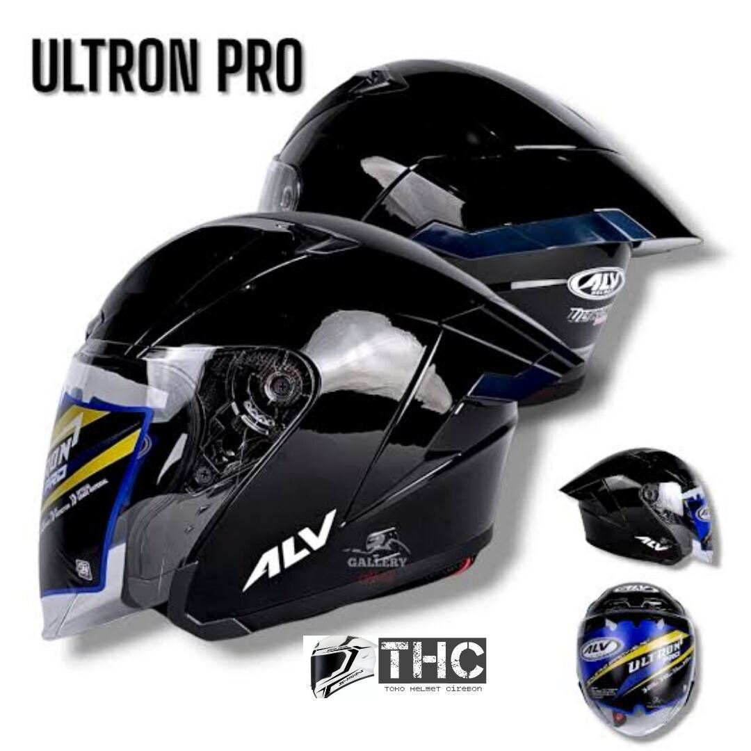 HELM ALV ULTRON PRO WARNA HITAM GLOSY HELM HALF FACE STANDAR SNI ...