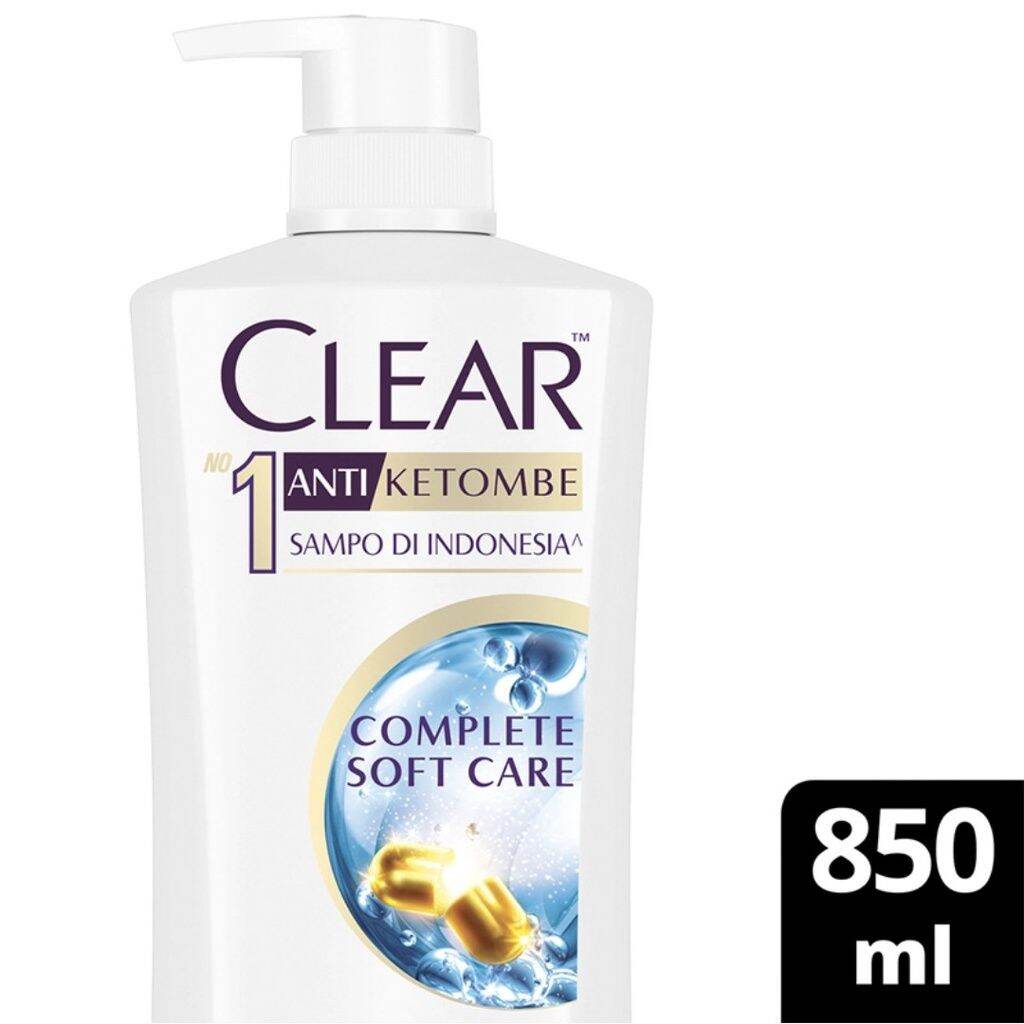 Clear Shampoo Shampo Sampo Anti Ketombe Botol Pump 850ML COMPLETE SOFT CARE Bersih total dengan ...