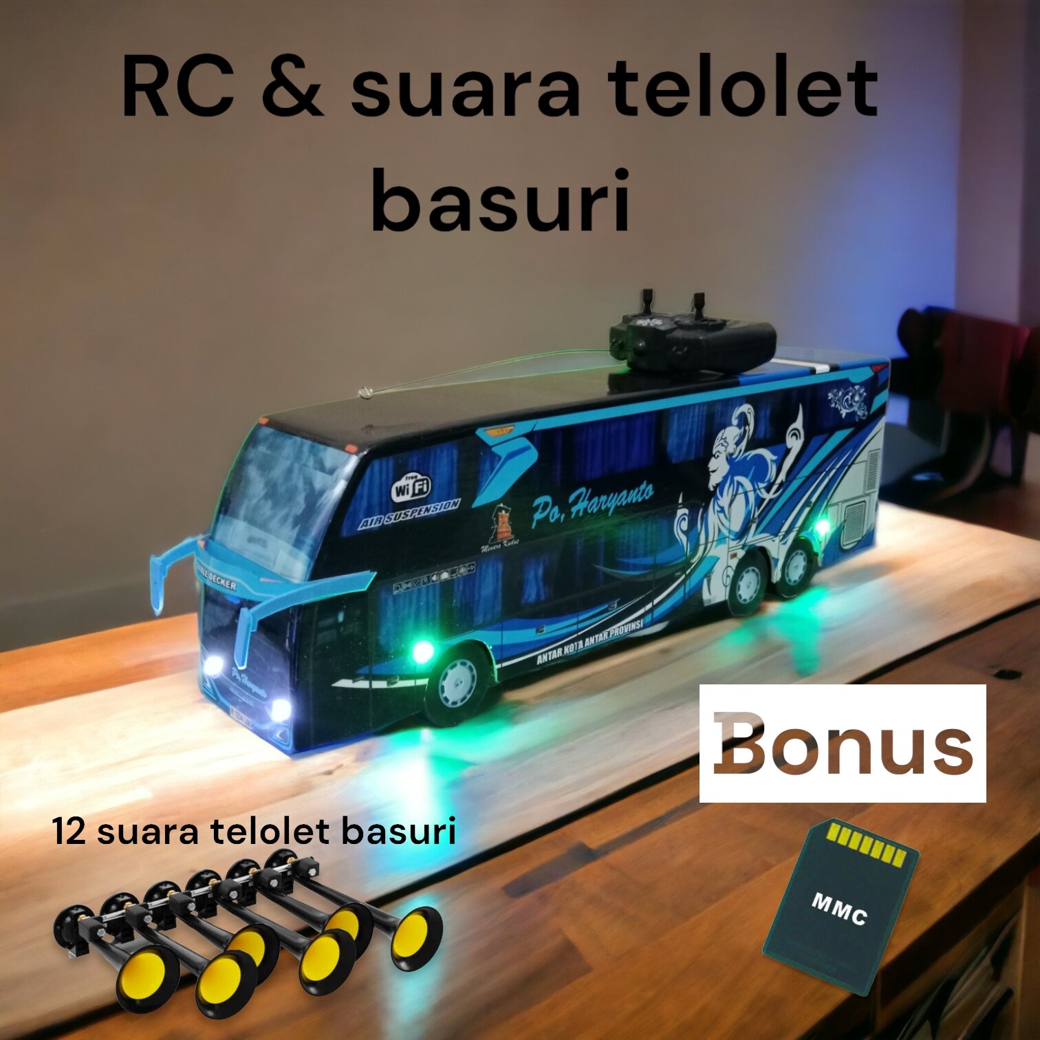 Miniatur Bus Haryanto Remot Control Telolet Basuri | Lazada Indonesia