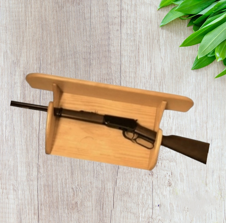 rak gantung tempat penyimpanan senapan angin dari kayu jati belanda ...