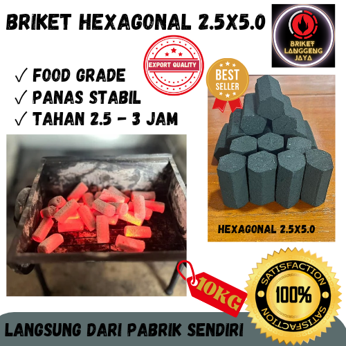 Briket Arang Barbeque Hexagonal 2.5 x 5 (10Kg) | Lazada Indonesia