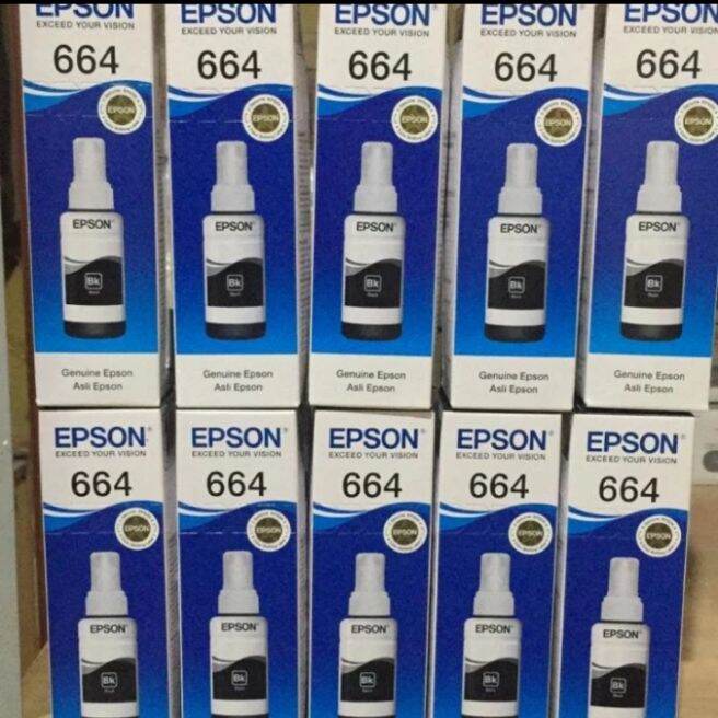 Tinta Epson T664 T6641 664 6641 Hitam Black Cartridge Original Ori ...