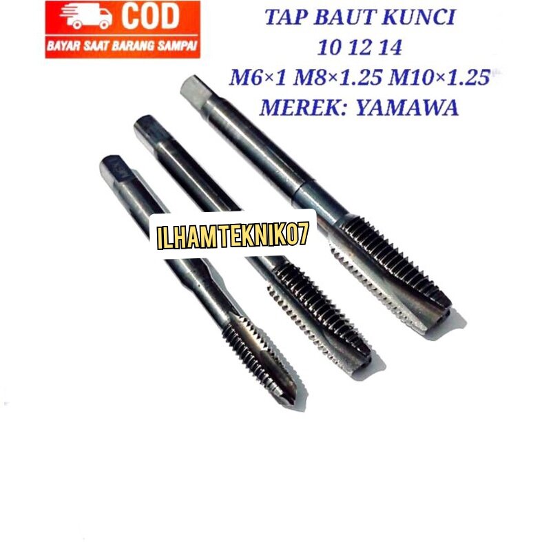 tap.hand tap.tap set baut kunci 10 12 14. M6×1 M8×1.25 M10×1.25 YAMAWA ...