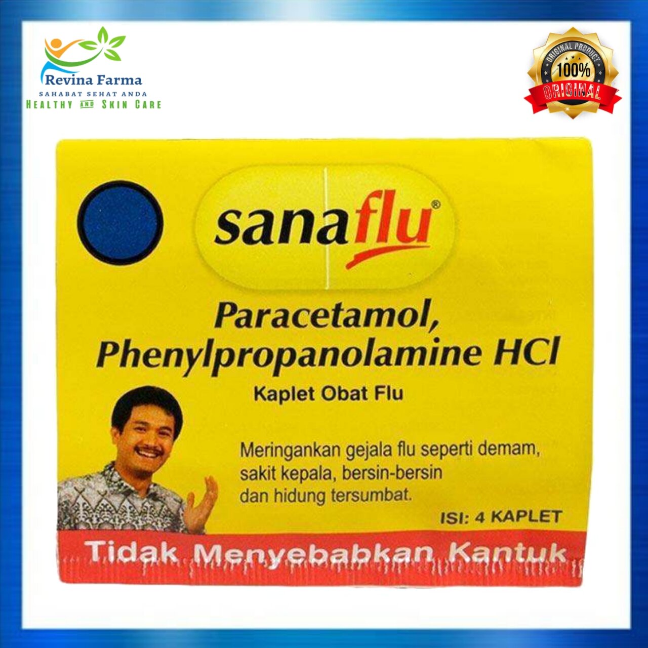 Sanaflu 1 Strip 4 tablet Obat Flu, Demam, Pilek, Bersin-bersin 100% ...