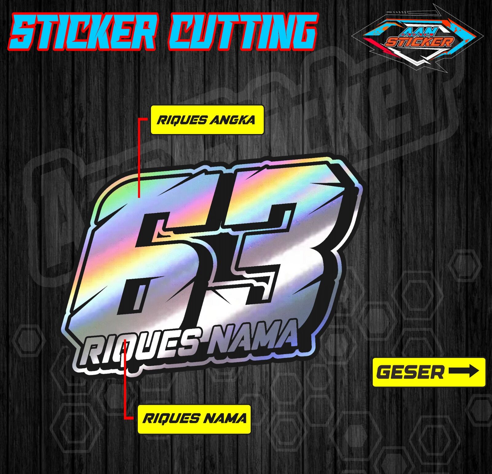 custom stiker nomor start nomor dan nama stiker cutting angka nama suka ...