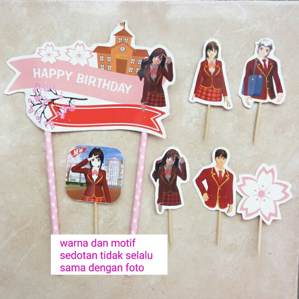 satu set topper toper hiasan tusukan kue cake nasi tumpeng ulang tahun ...