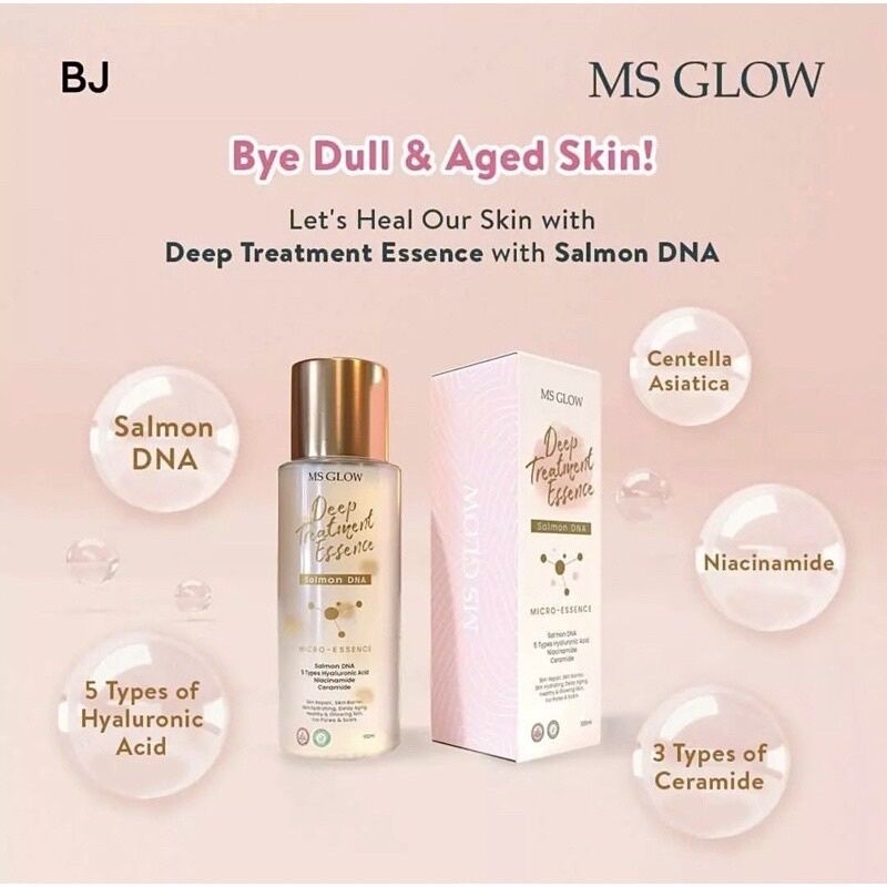MS GLOW DTE DEEP TREATMENT ESSENCE WITH SALMON DNA 100 ORIGINAL Serum Anti Aging Untuk Kulit Sensitif Vitamin C Dan E Untuk Kulit Lazada Lazada Indonesia