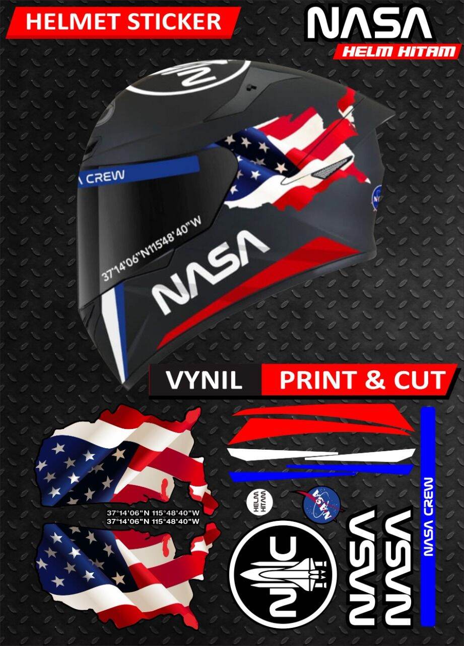 sticker helm monster energi/stiker helem NASA/Lis polet Redbull ...