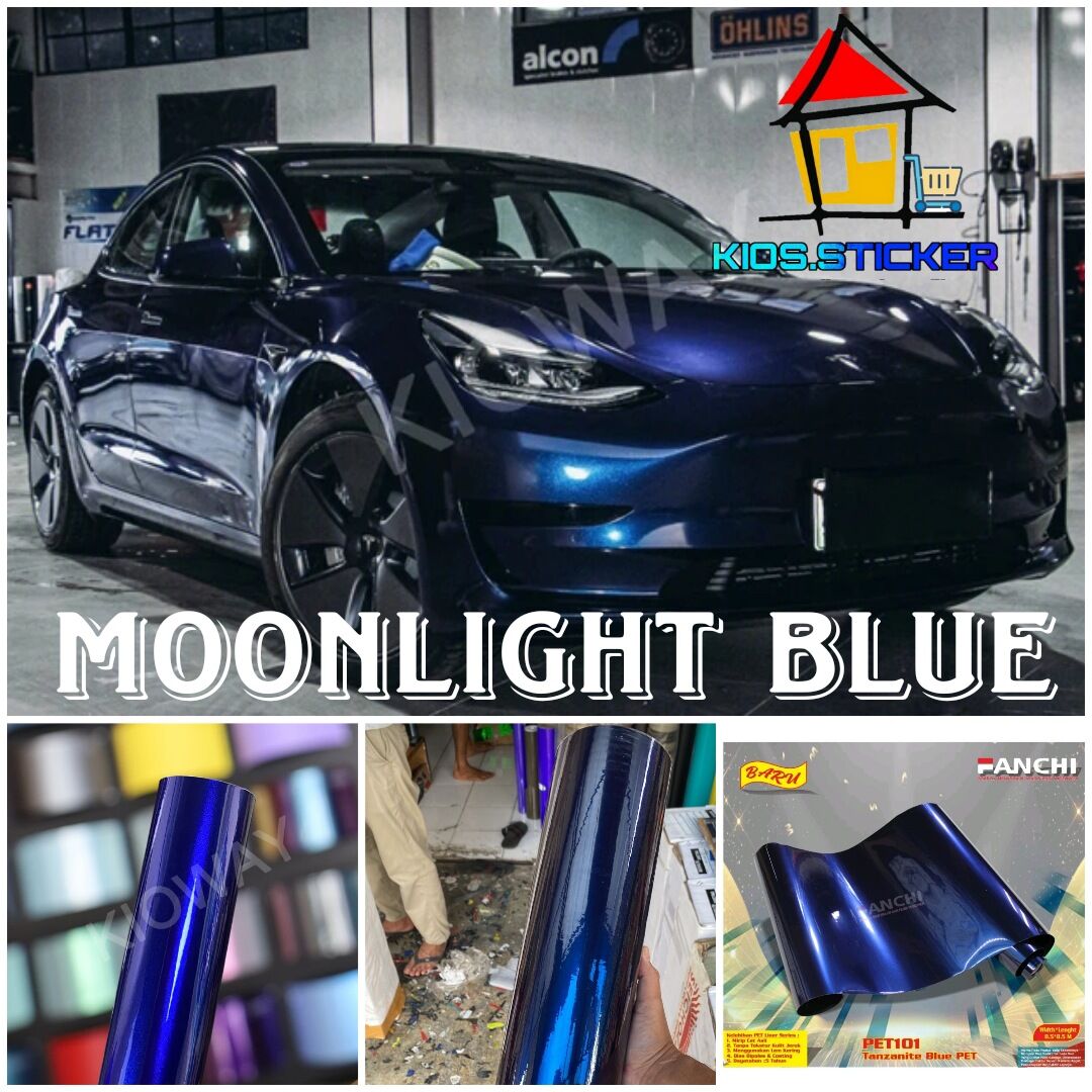 Sticker Hitam Lembayung Biru Skotlet Warna Moonlight Blue Series PET ...