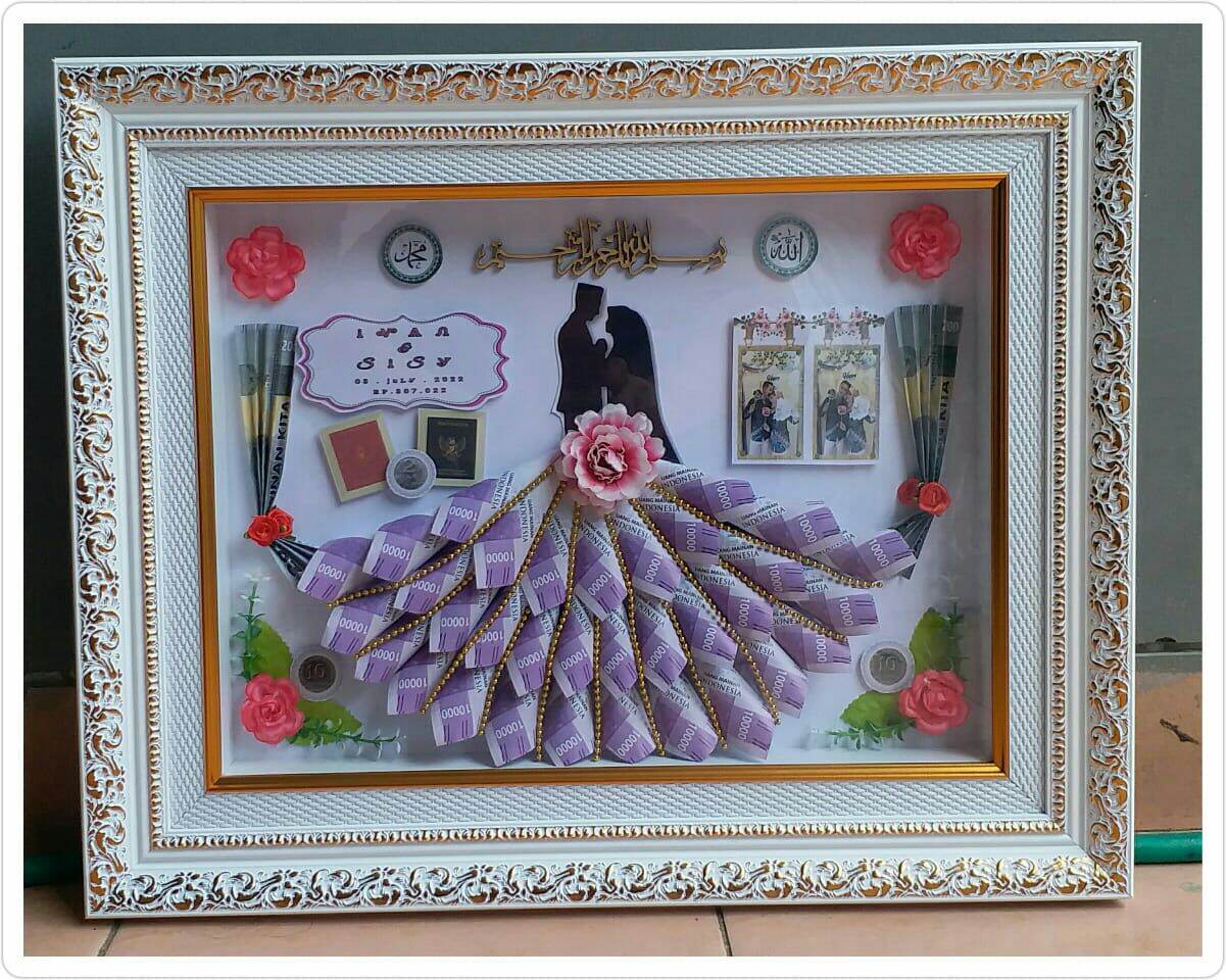 MAHAR NIKAH GAUN SILUET PENGANTIN BINGKAI DOUBLE LIST GOLD 30X40CM ...