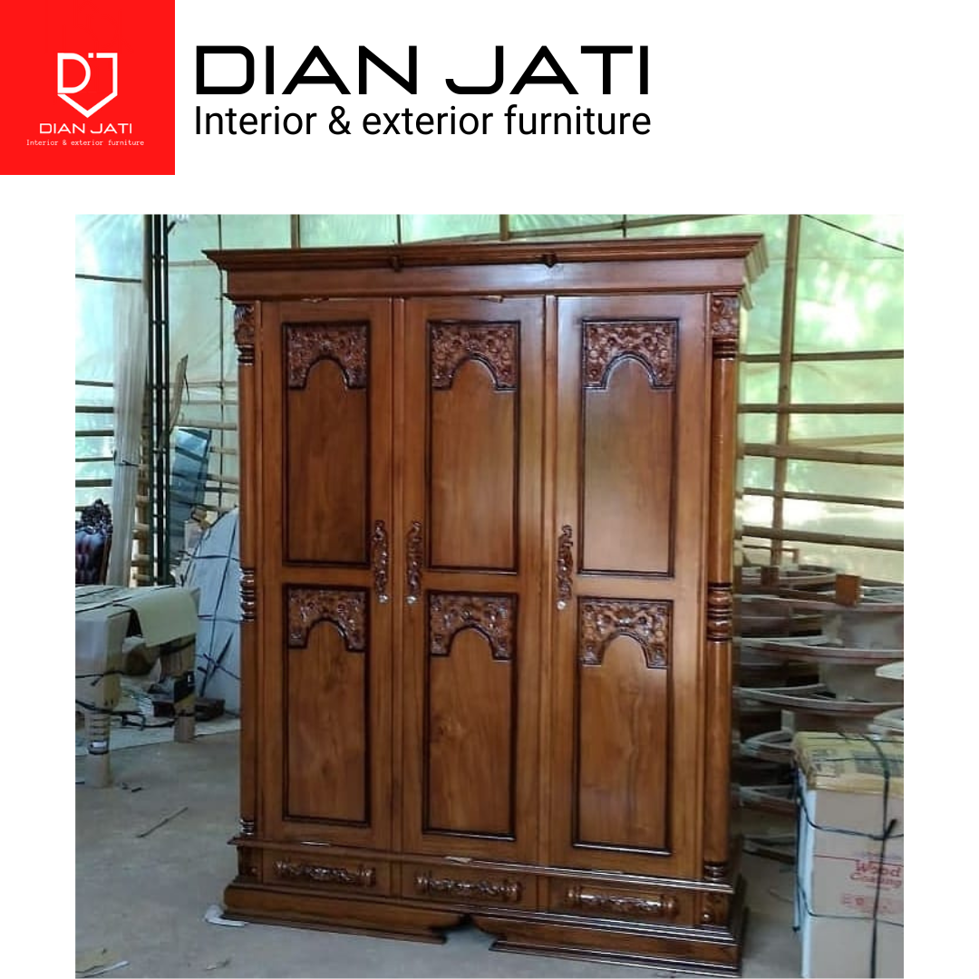 Lemari pakaian kayu jati asli, Lemari pakaian kayu minimalis, Lemari ...