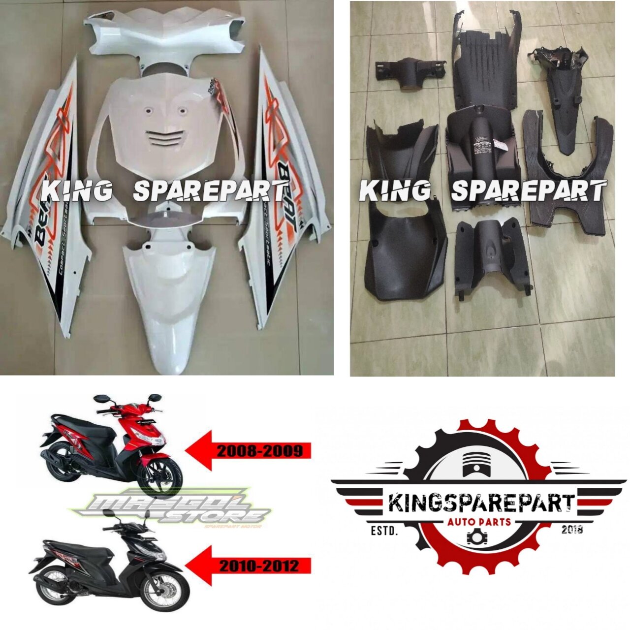Cover body full halus kasar honda beat karbu 2007-2012 putih plus ...