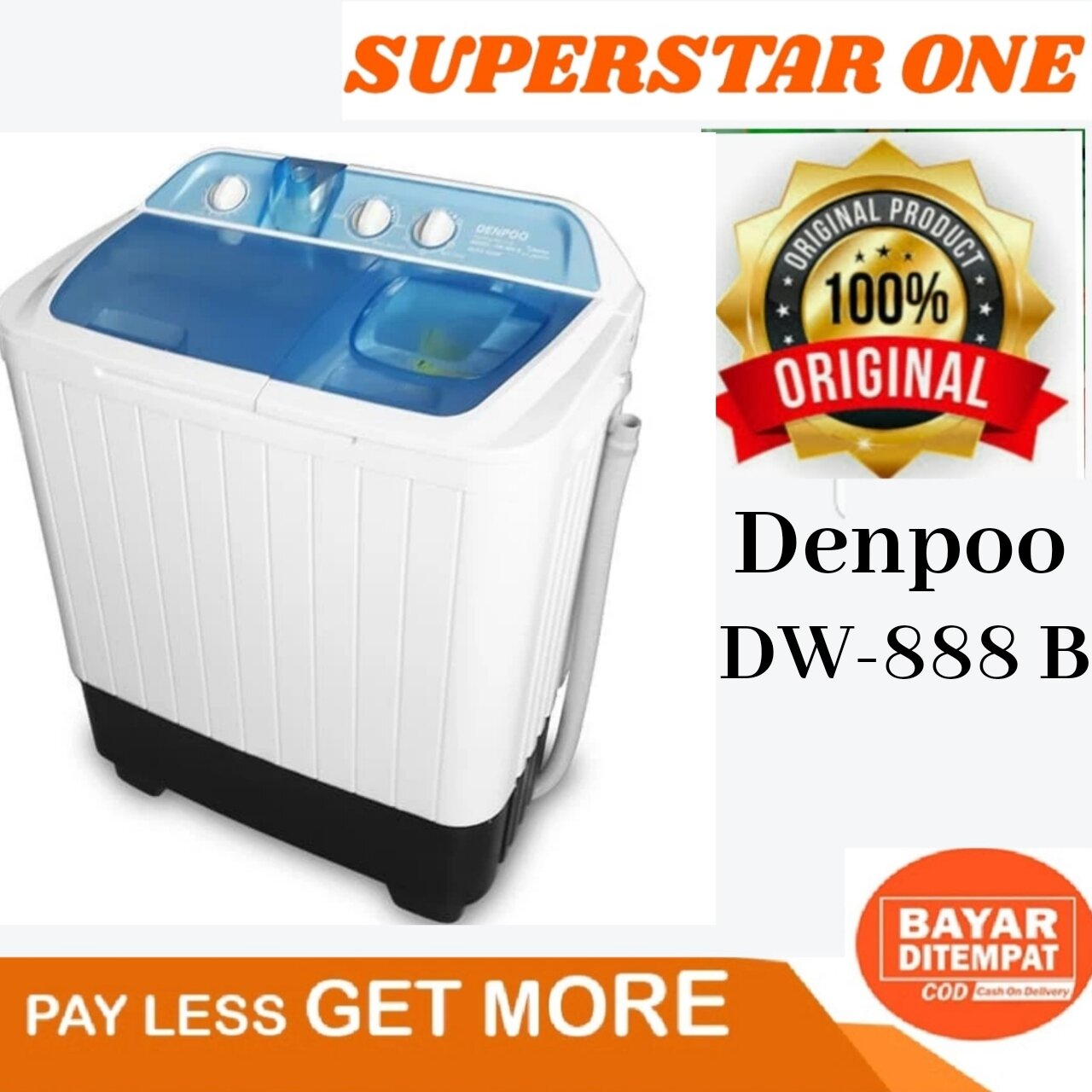 Mesin Cuci Denpoo DW-888 B 2 tabung denpoo mesin cuci 2 tabung Dw 888 B | Lazada Indonesia