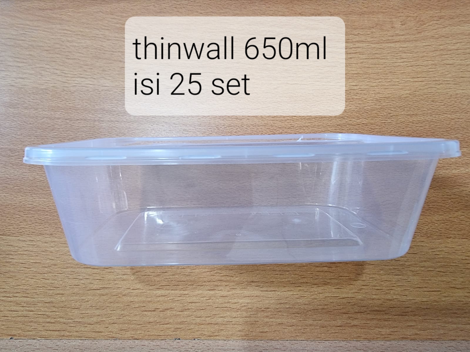 Thinwall 650 ml Rectangle + Tutup Warna Clear Kotak Makan Plastik 650ml isi 25 PCS | Lazada ...