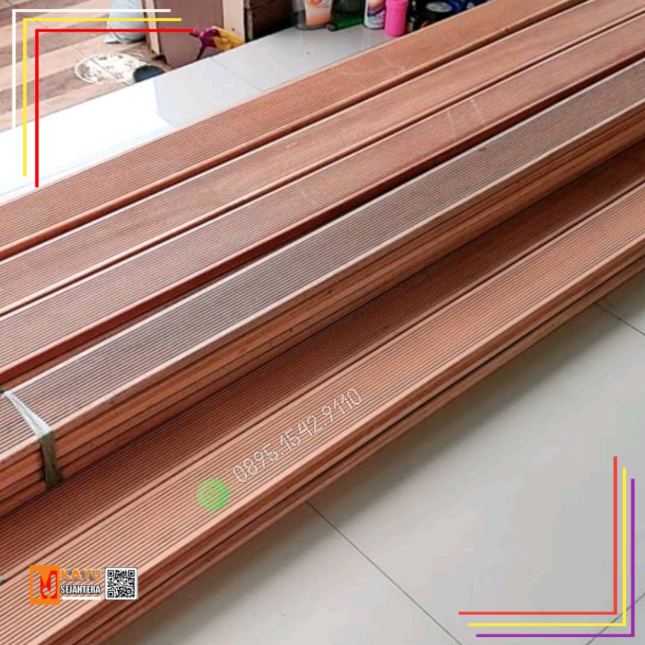Papan Pagar Lantai Kayu Pool Deck Kolam Decking Bengkirai 1,9 x 9 x 300 ...