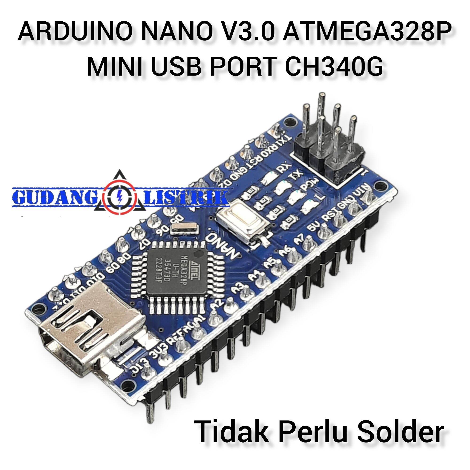 Arduino Nano V3.0 ATMEGA328P CH340G Mini USB Port Tanpa Solder | Lazada ...