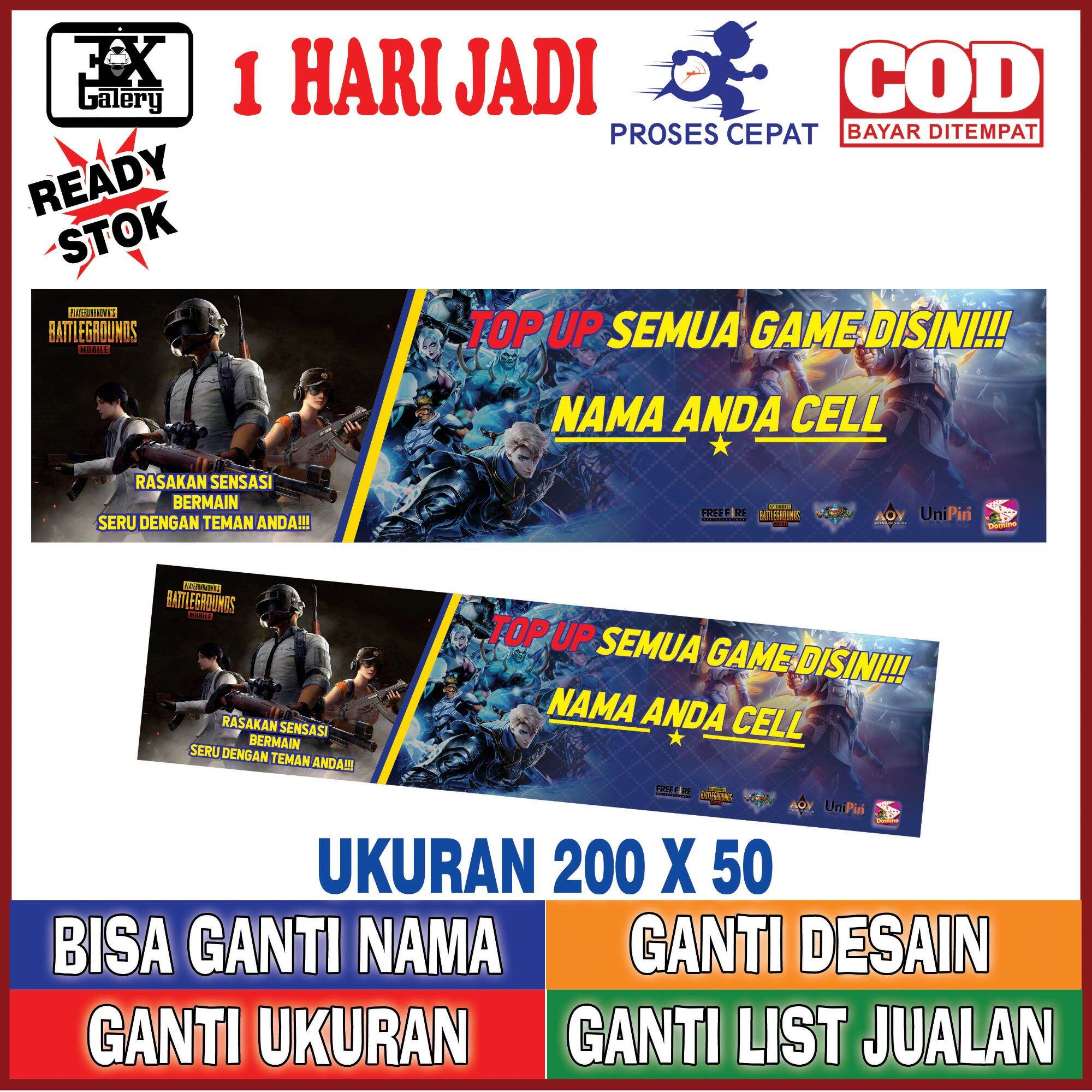 Spanduk Top up game, Banner Top Up Game termurah ukuran 200 X 50 ...
