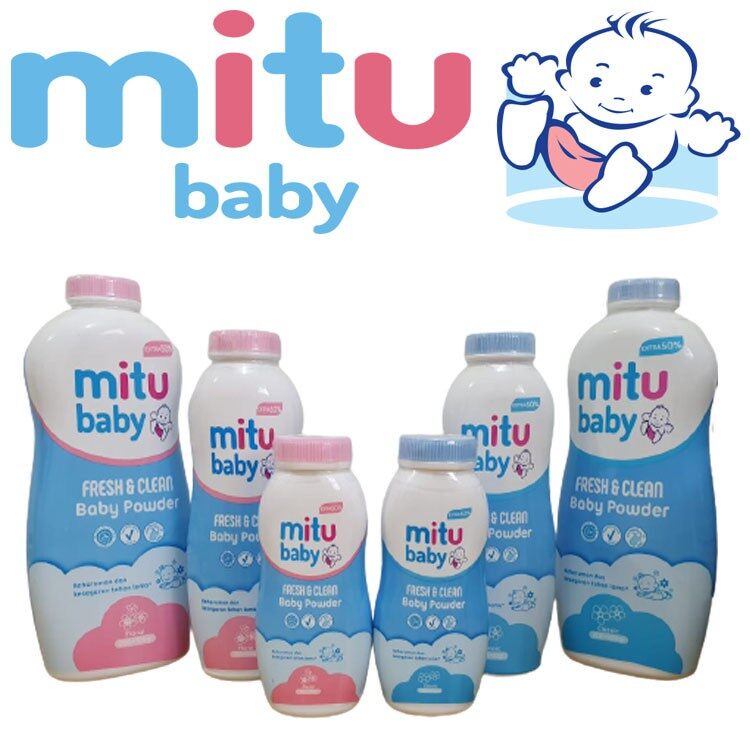 Mitu Baby Powder Pink Biru Ukuran 200+100 gr 100+50 gr 50+25 gr Ukuran ...