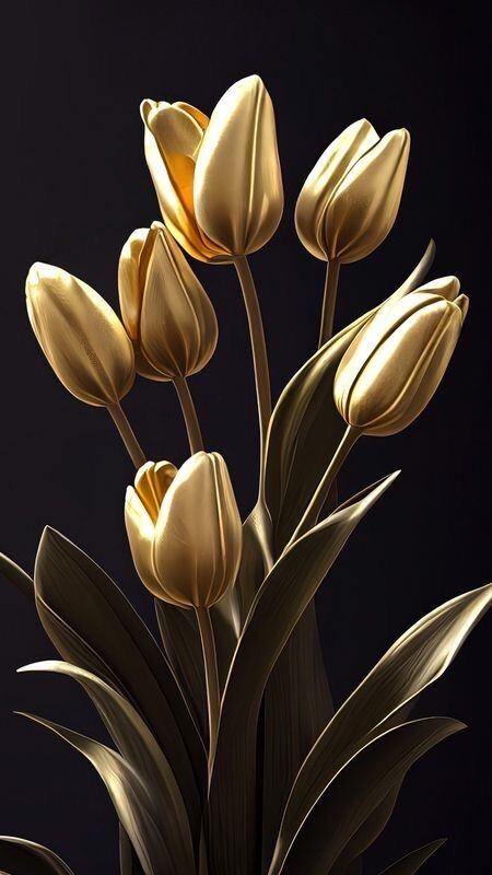 hiasan dinding lukisan cetak bunga tulip emas plus FIGURA ukuran 85*55 ...