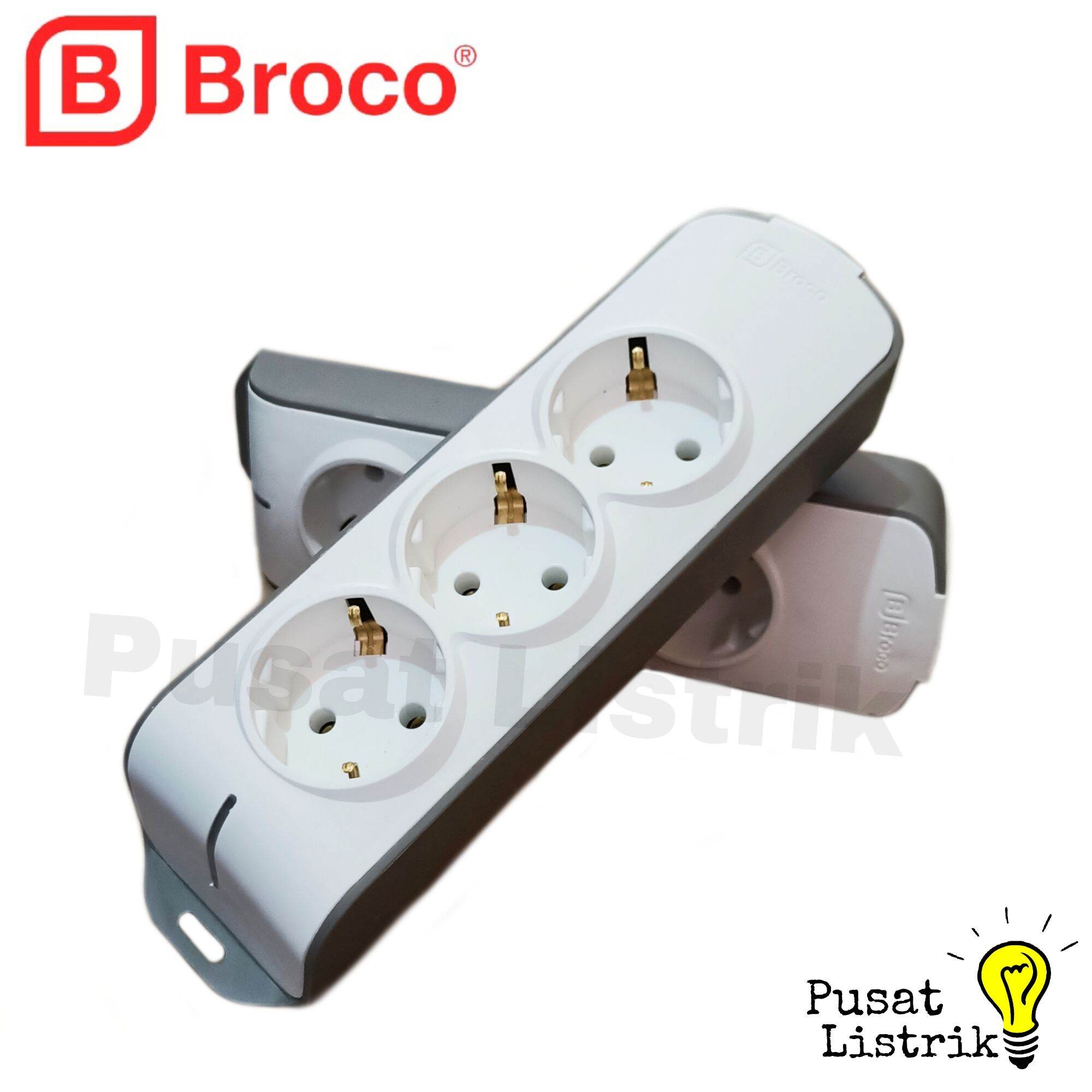 Stop Kontak 3 Lubang + Indikator Broco Tipe Slanting OB Stop Kontak + Lampu 3Lubang | Lazada ...