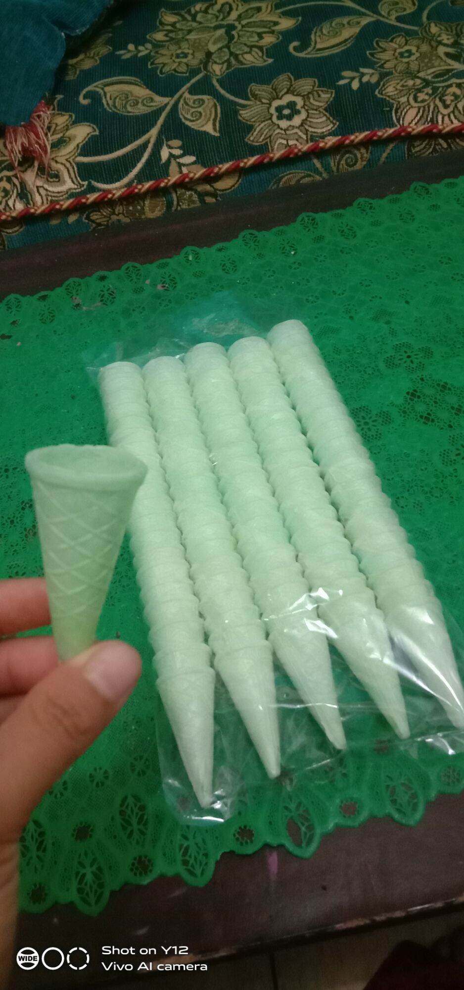 corong es krim mini 500 pcs/ 5pak/cone es krim / Kon es krim /kerupuk ...