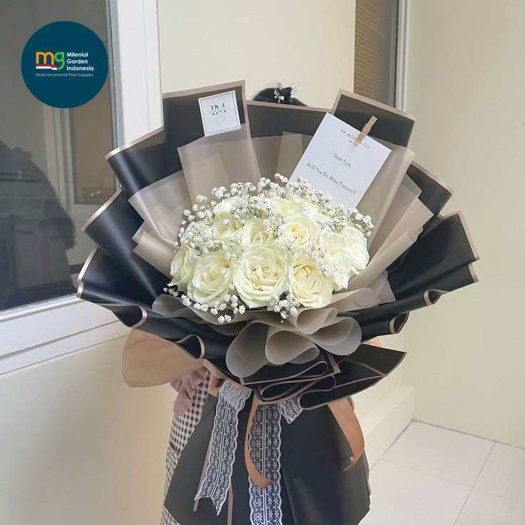 Bouquet bunga putih size jumbo free kartu ucapan for anniversarry ...