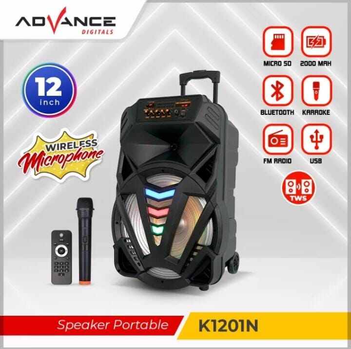 Speaker Advance K1201/Speaker meeting Portable bluetooth 12inch free 1buah mic wireless | Lazada ...
