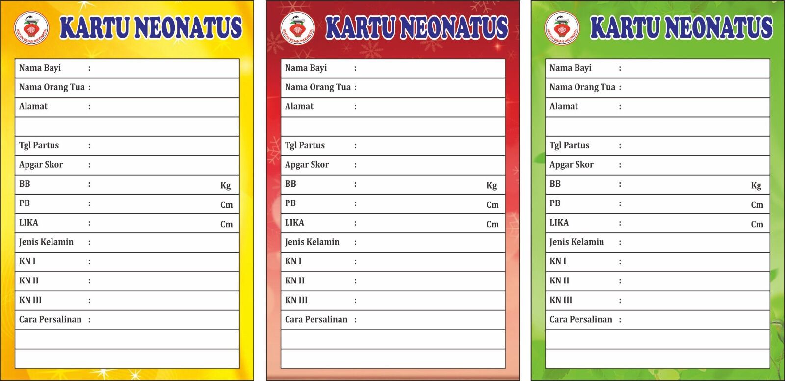 isi 10 pcs Kartu Neonatus Ready Stok | Lazada Indonesia